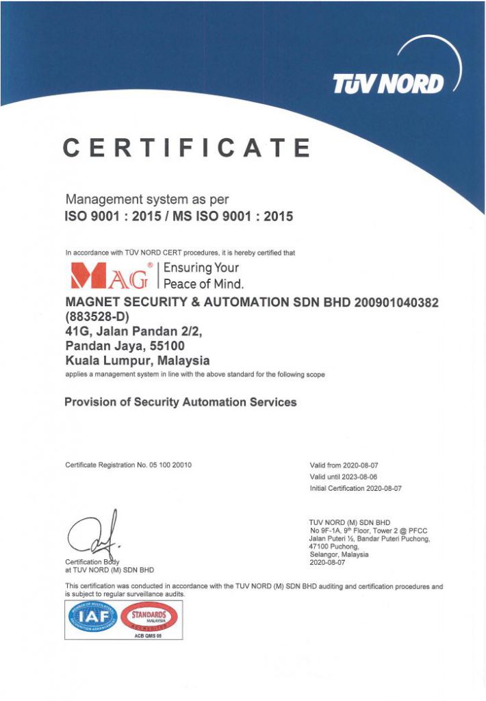 WE ARE NOW ISO9001:2015 CERTIFIED | MAGNET Security